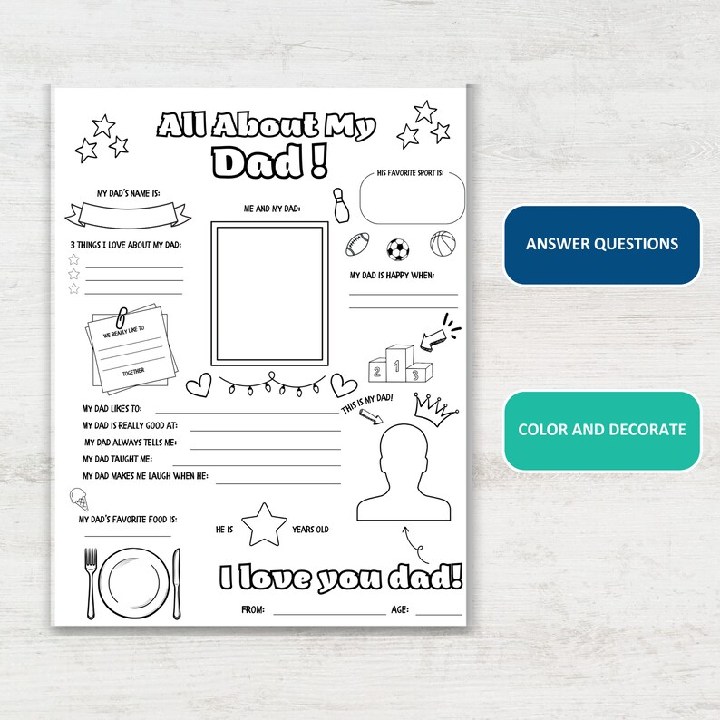 All About My Dad Questionnaire, Fathers Day Questionnaire, Fathers Day ...