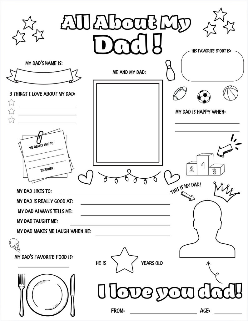 All About My Dad Questionnaire, Fathers Day Questionnaire, Fathers Day ...