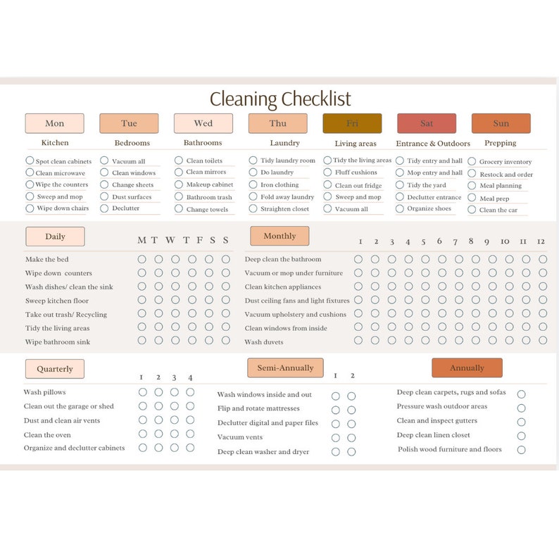 Editable Cleaning Schedule Printable Planner Household Checklist ...