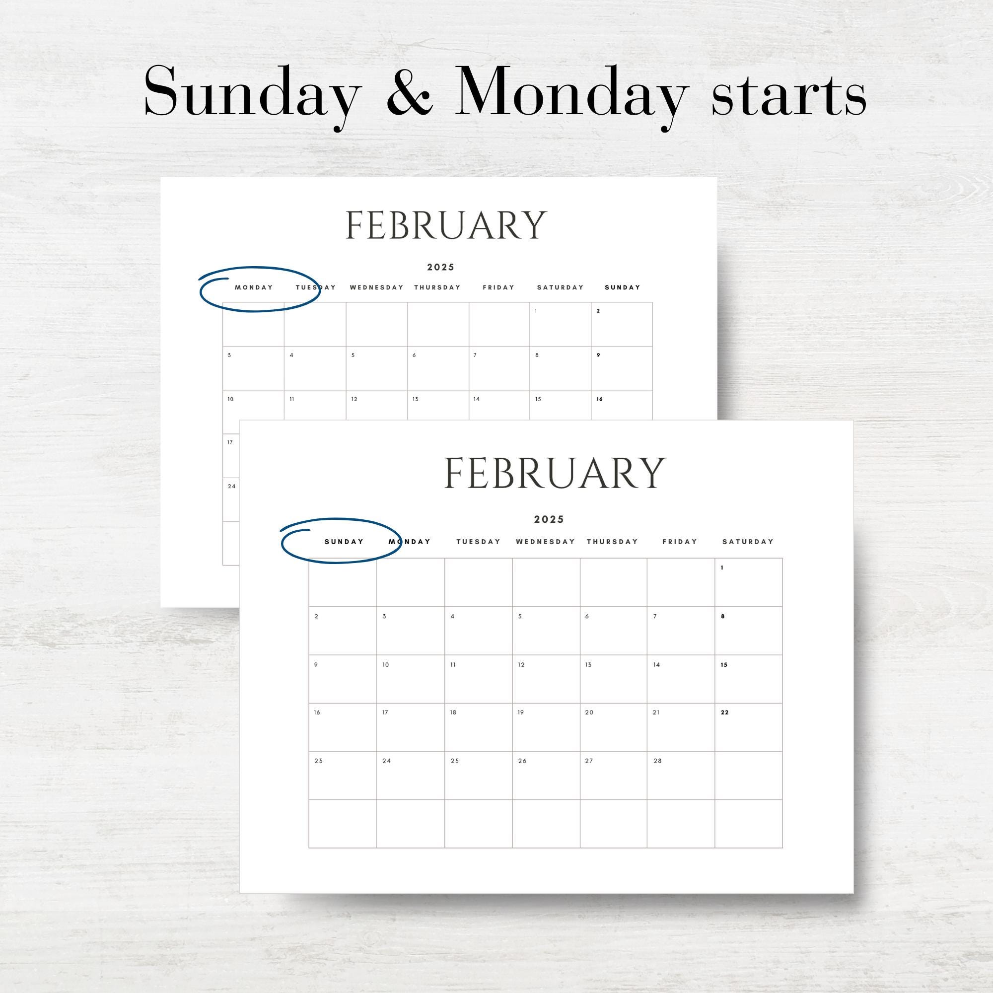 2025 Monthly Calendar Minimalist Printable Planner Desk/wall Calendar ...