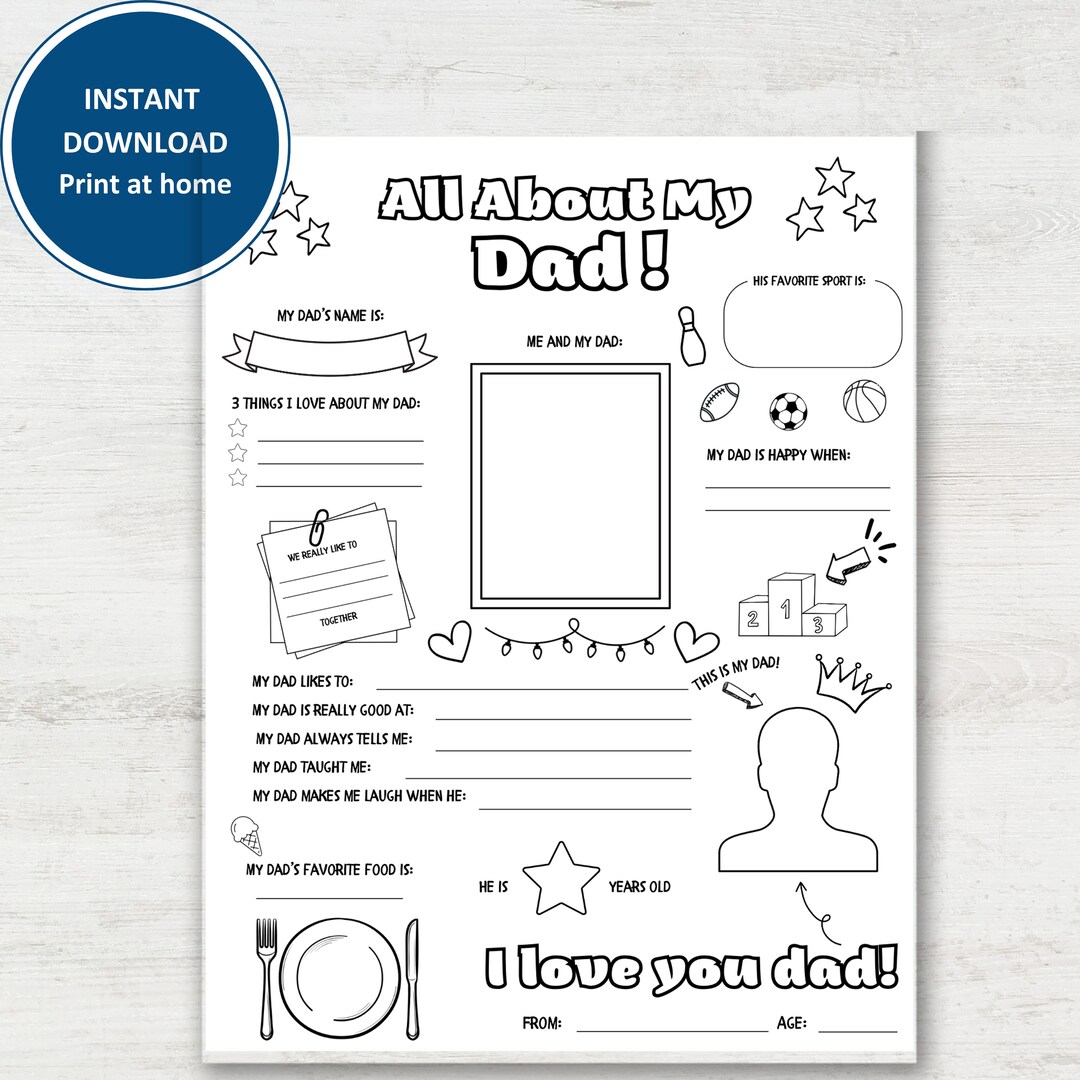 All About My Dad Questionnaire, Fathers Day Questionnaire, Fathers Day ...