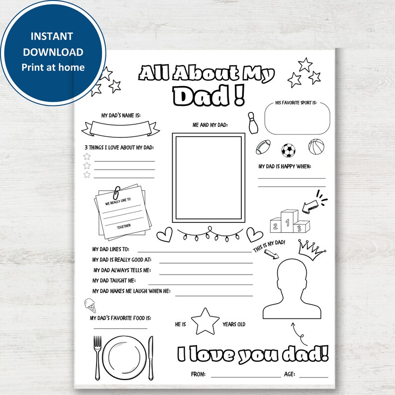 All About My Dad Questionnaire, Fathers Day Questionnaire, Fathers Day ...