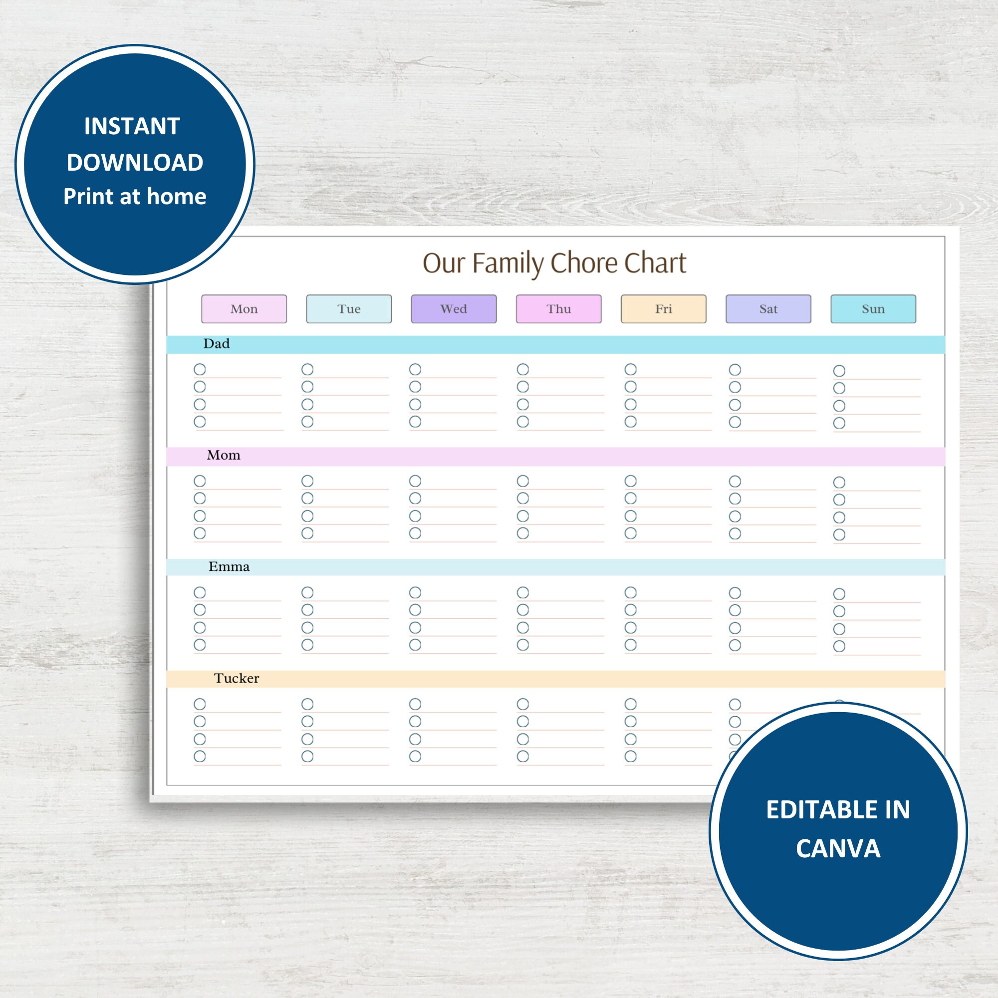 Editable Family Chore Chart Family Planner, Household Chores Chart ...