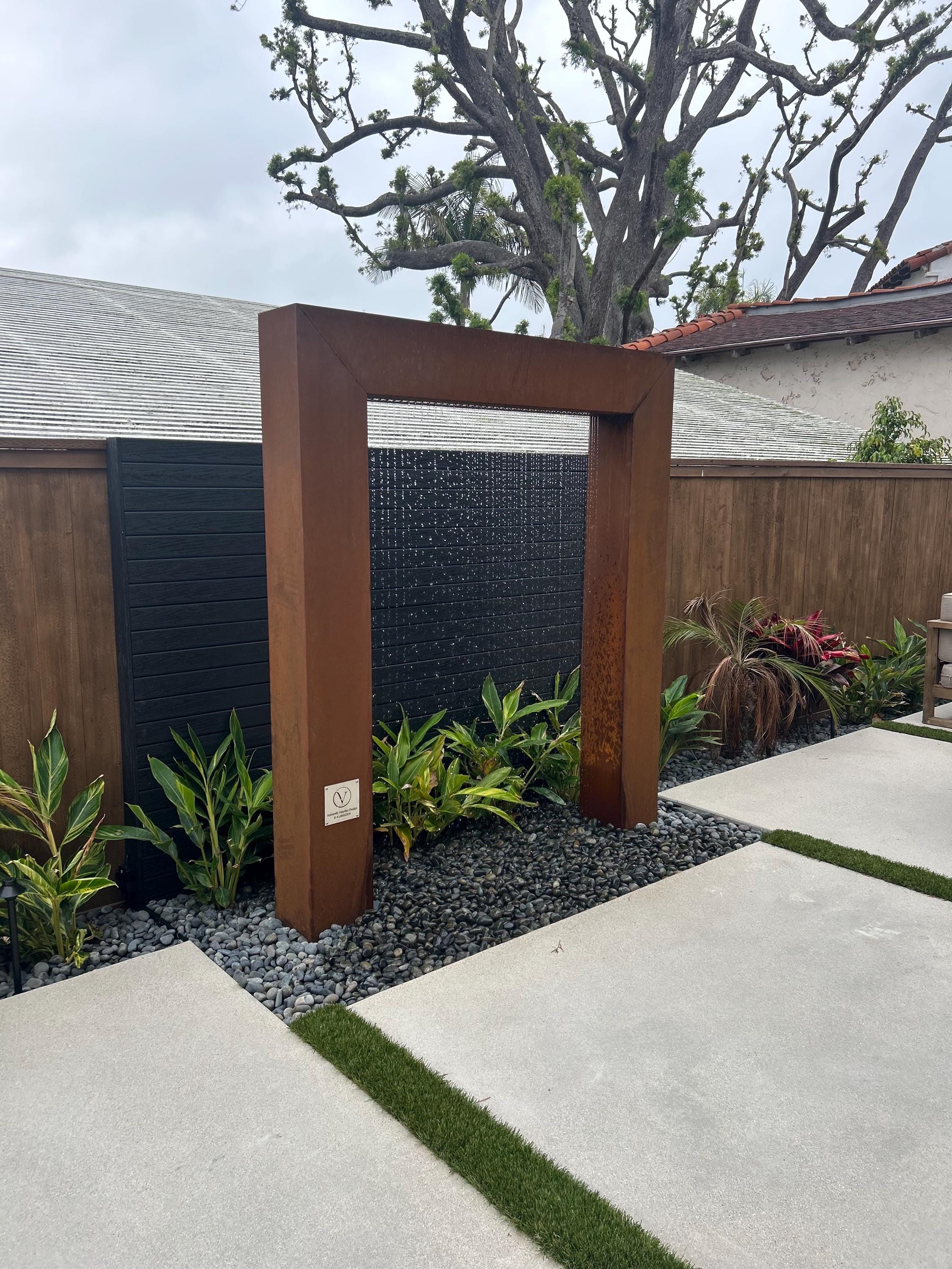 6ft Corten Steel Rain Curtain Water Fountain,modern Outdoor Garden ...
