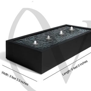 Modern Black 9ft Steel Infinity Edge Water Feature 4 Bubbler With LED ...