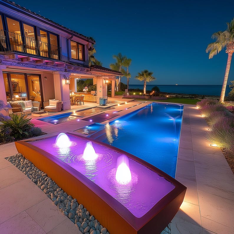 Modern Custom Corten Steel Infinity Edge Water Feature –3 Pumps, LED ...