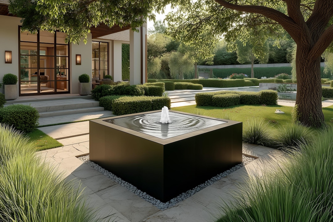 Square Corten Steel Outdoor Infinity Pool Fountain by Valyrian Designs ...