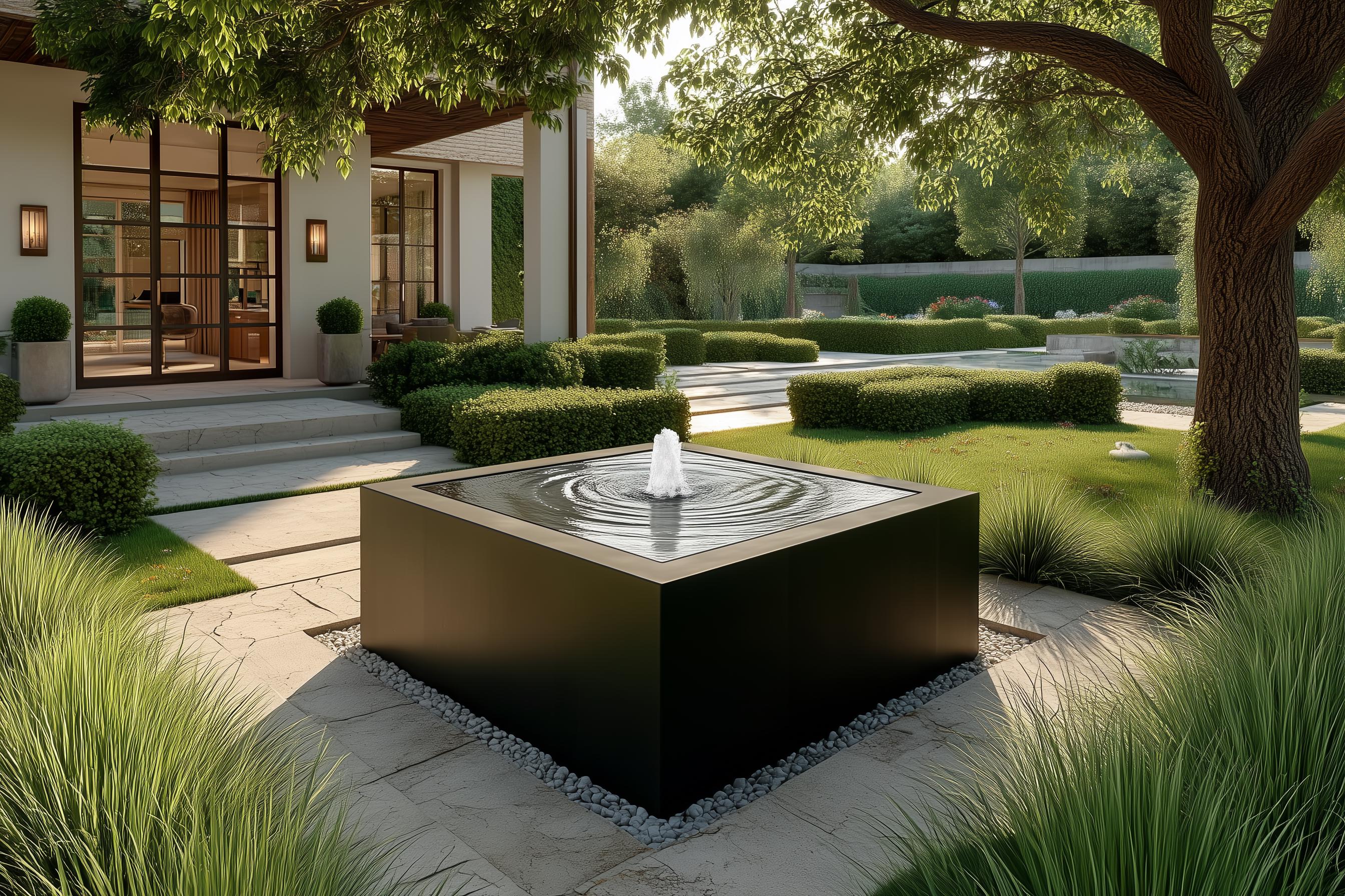 48 “square Corten Steel Outdoor Infinity Reflection Pool Fountain 14 ...