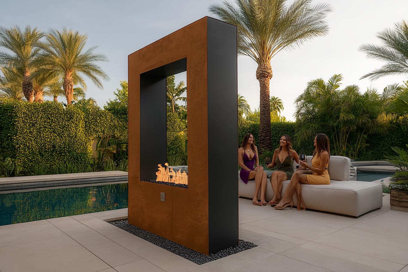 6ft Corten Steel Modern Fire Feature by Valyrian Designs. Price ...