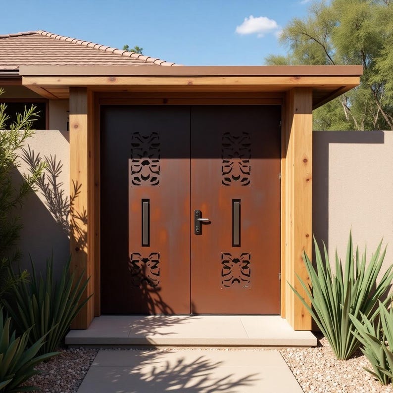 Luxury Custom Corten Steel Outdoor Entry Doors – Modern Architectural ...