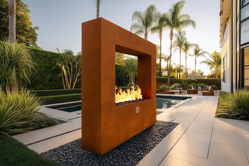 6ft Corten Steel Modern Fire Feature by Valyrian Designs. Price ...
