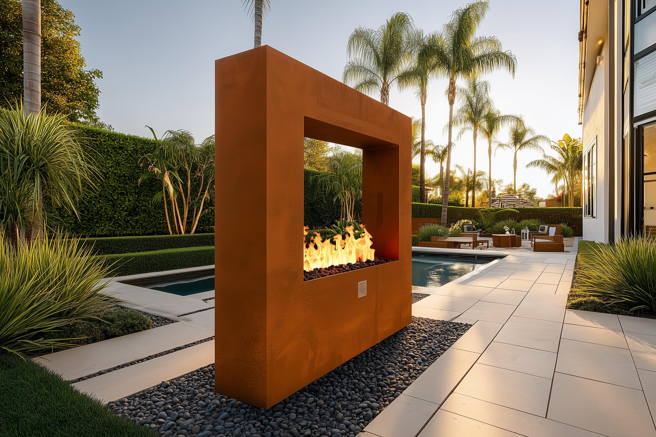 6ft Corten Steel Modern Fire Feature by Valyrian Designs. Price ...
