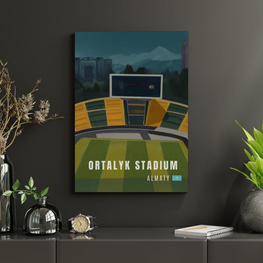Almaty Stadium Minimalistic Poster – Hand-drawn Kazakhstan Illustration ...