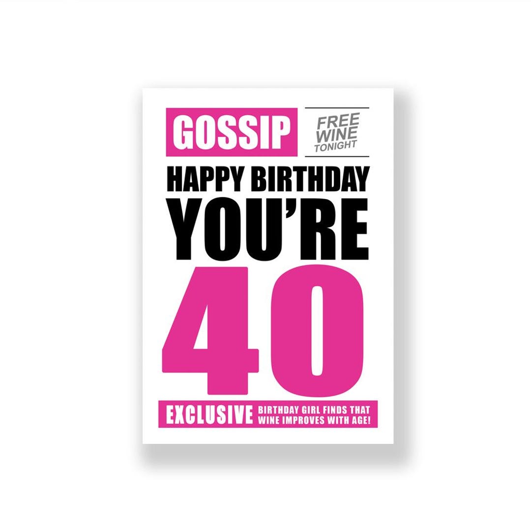 Funny 40th Birthday Card | Funny Happy 40th Birthday Card | Rude ...