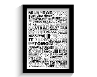 Gen Z Word Art Print | Gen Z Slang Wall Art | Word Print | Hallway ...
