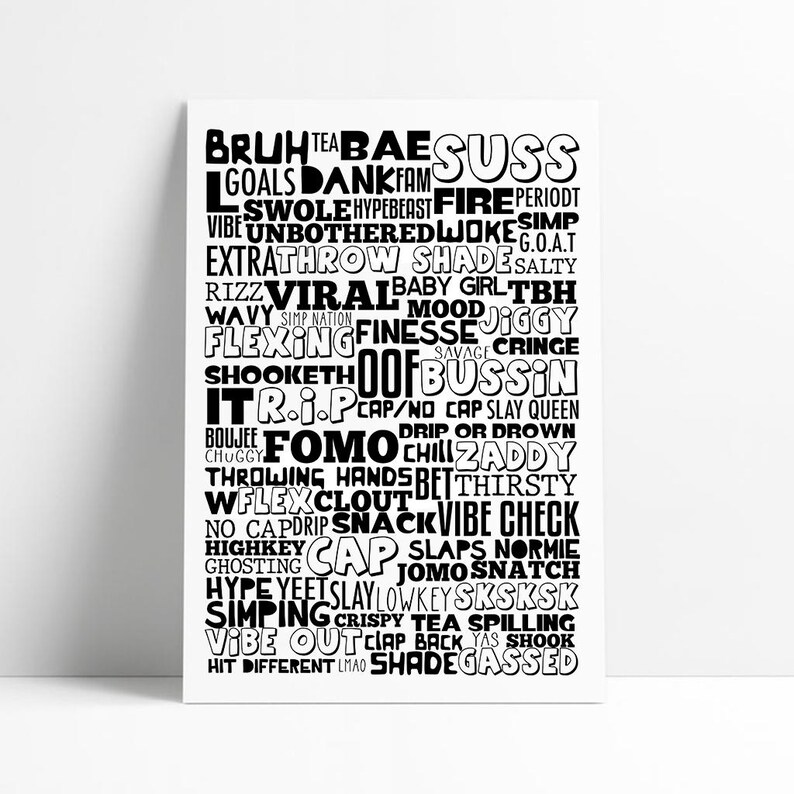 Gen Z Word Art Print | Gen Z Slang Wall Art | Word Print | Hallway ...