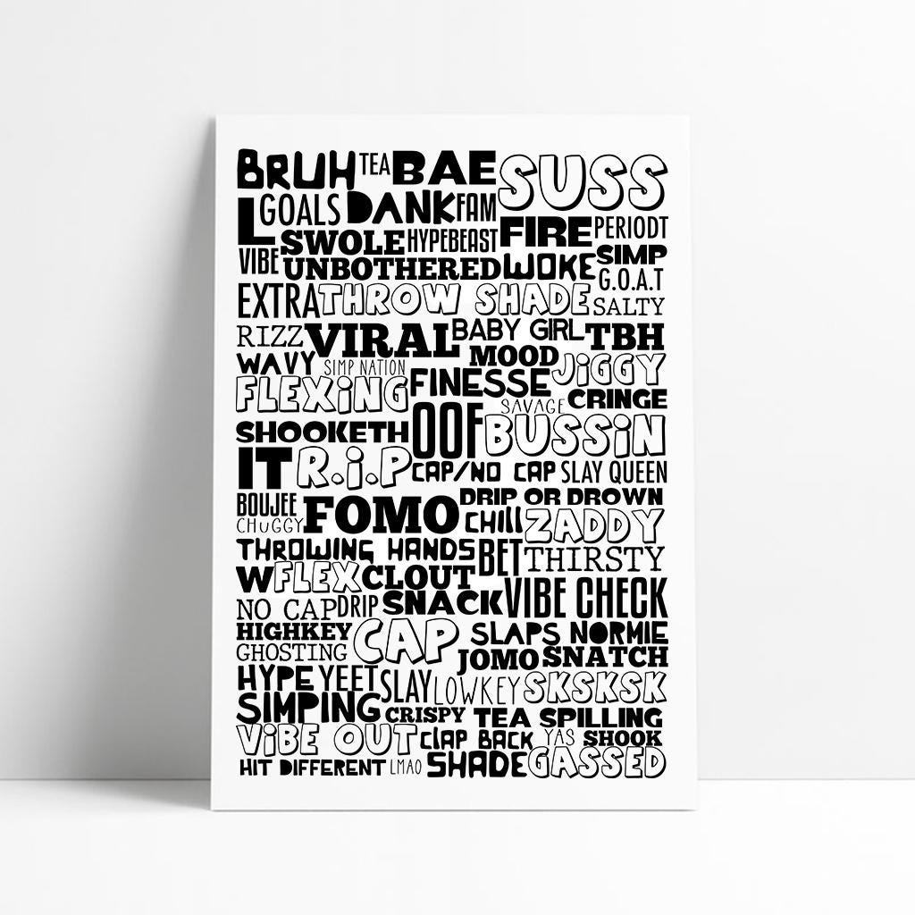 Gen Z Word Art Print | Gen Z Slang Wall Art | Word Print | Hallway ...