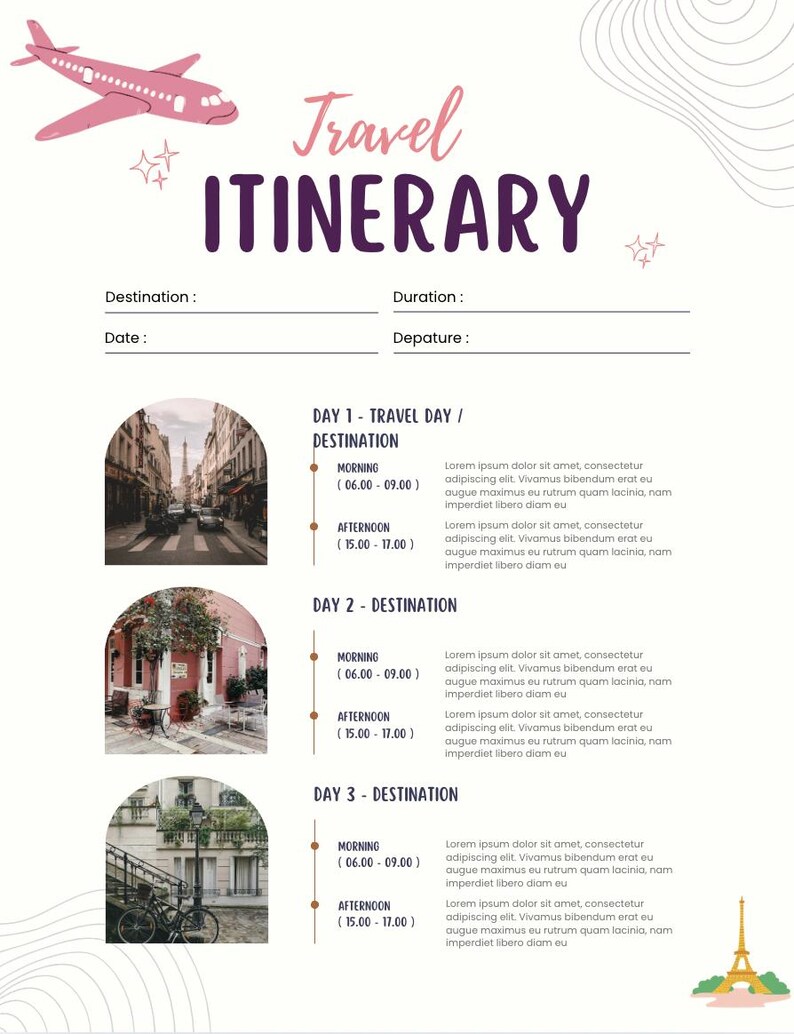 Customizable Travel Itinerary Template – Downloadable PDF for Easy Trip ...
