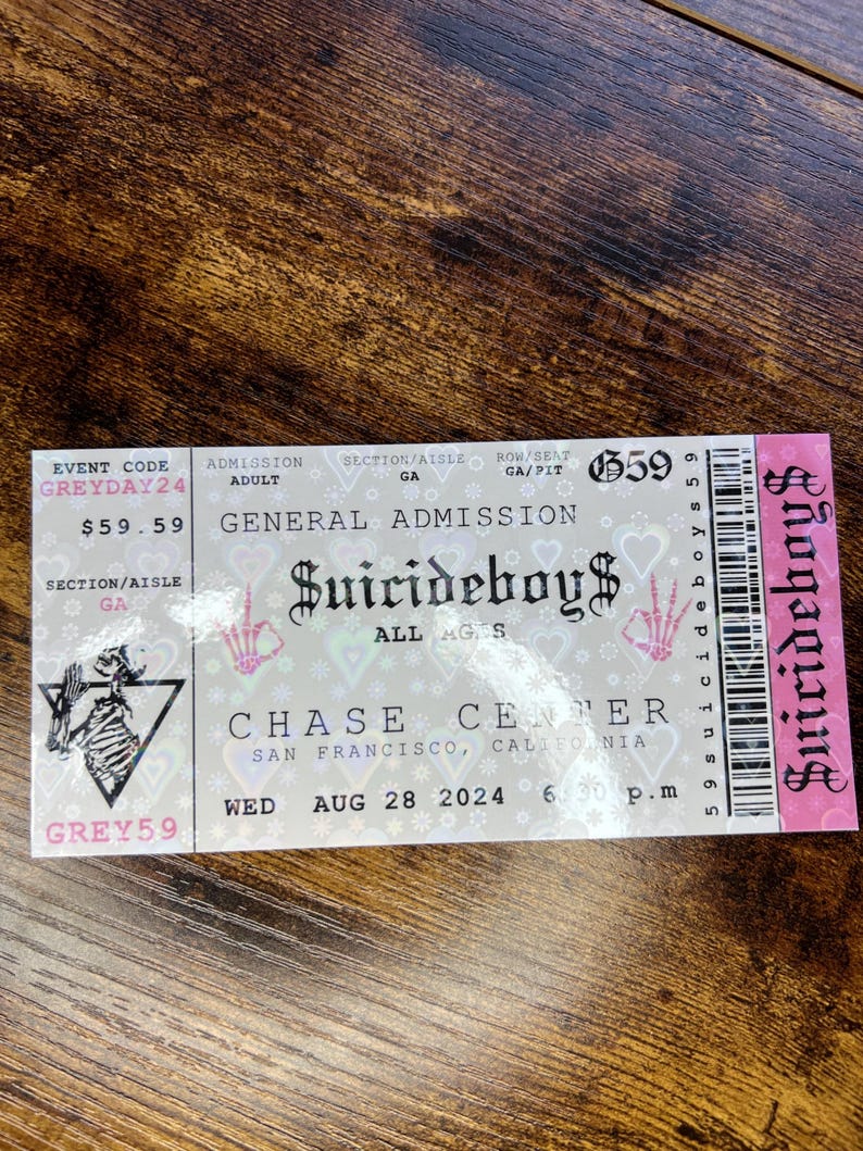 Custom Concert Ticket • Holographic Laminate • GREYDAY - Etsy