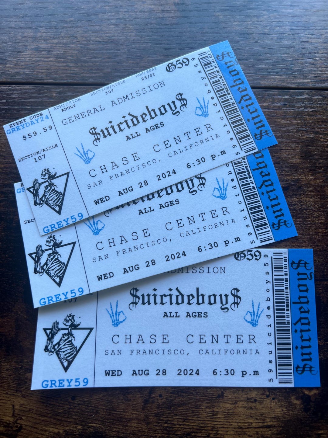 Custom Concert Ticket • Physical Item • Clear Laminate • GREYDAY - Etsy