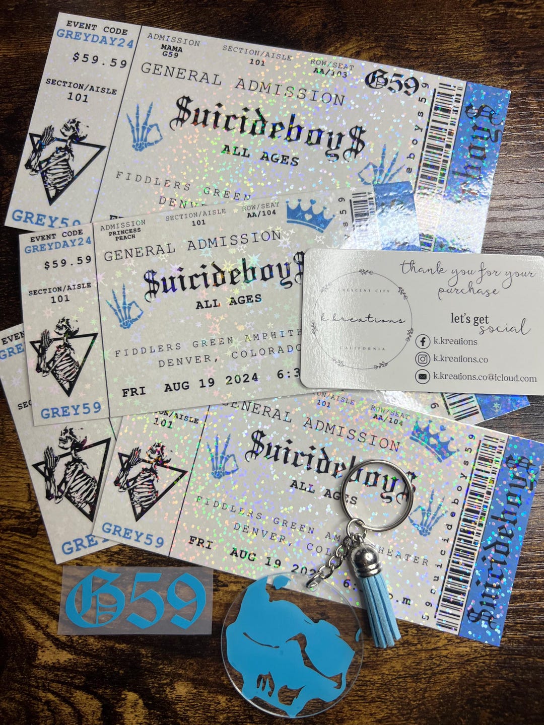 CUSTOM CONCERT TICKET • Physical Item • Holographic Laminate ...