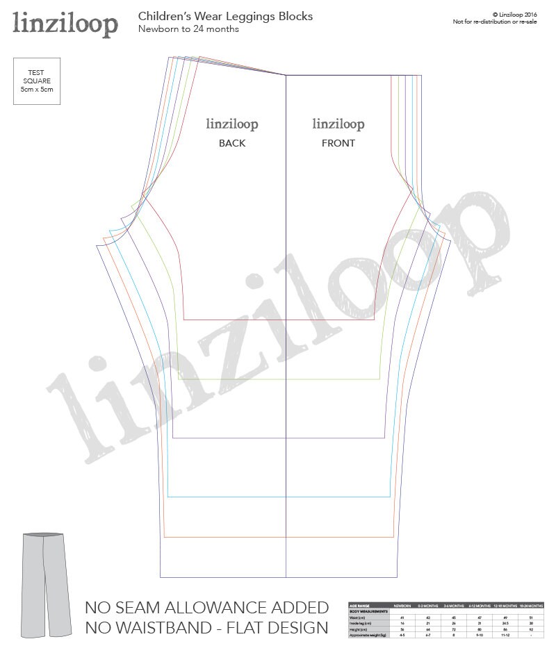 Print at Home - DIGITAL DOWNLOAD - Children's Leggings Block Pattern ...