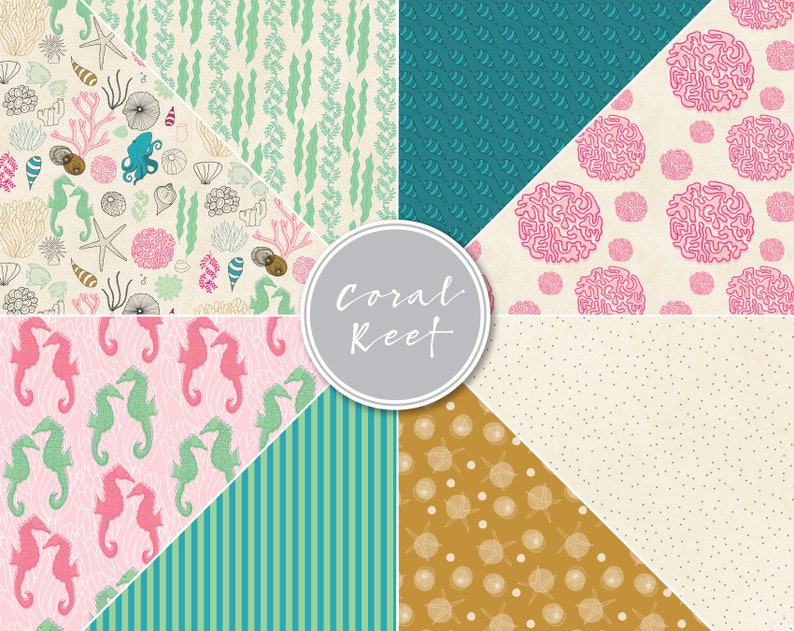 Coral Reef Sealife Ocean Underwater Octopus Theme Scrapbooking Digital ...