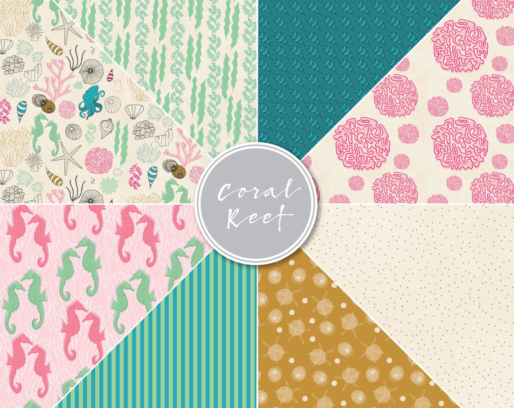 Coral Reef Sealife Ocean Underwater Octopus Theme Scrapbooking Digital ...