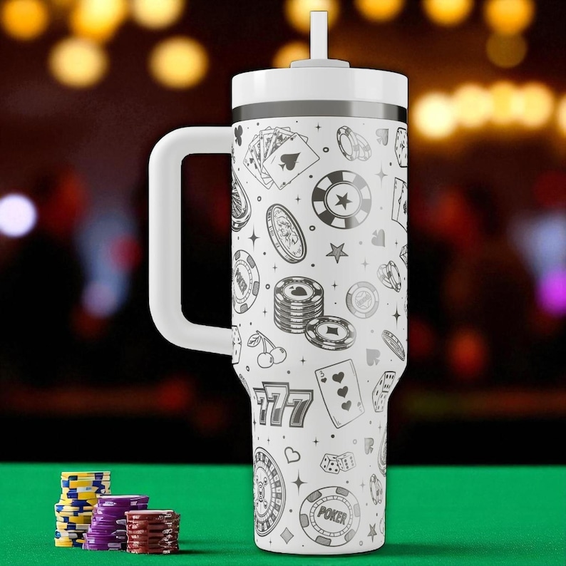 Casino Stanley Tumbler – Engraved 40oz Poker and Slot Cup With Handle ...