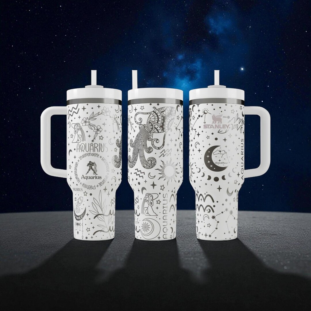 Aquarius Zodiac Engraved Stanley Tumbler – Astrology Cup, Star Sign ...