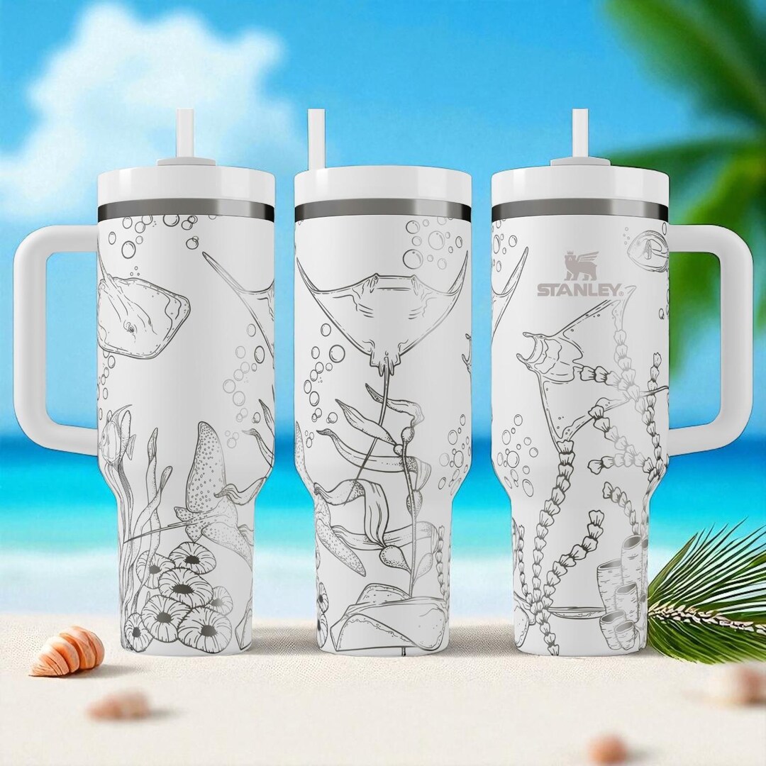 Stingray Stanley Tumbler Wrap – Ocean Rays & Reef 40 Oz Cup, Engraved ...