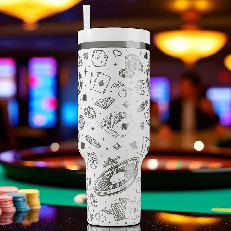 Casino Stanley Tumbler – Engraved 40oz Poker and Slot Cup With Handle ...