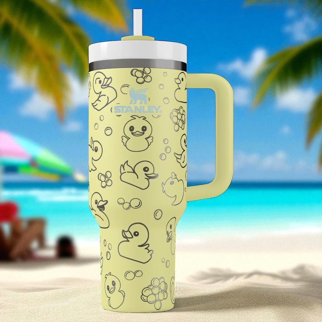 Duck Stanley Tumbler – Engraved 40oz Cute Yellow Cup With Handle and ...