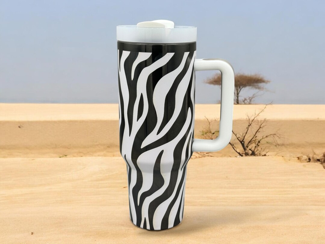 Zebra Print Stanley Tumbler With Handle – Stylish Animal Pattern ...