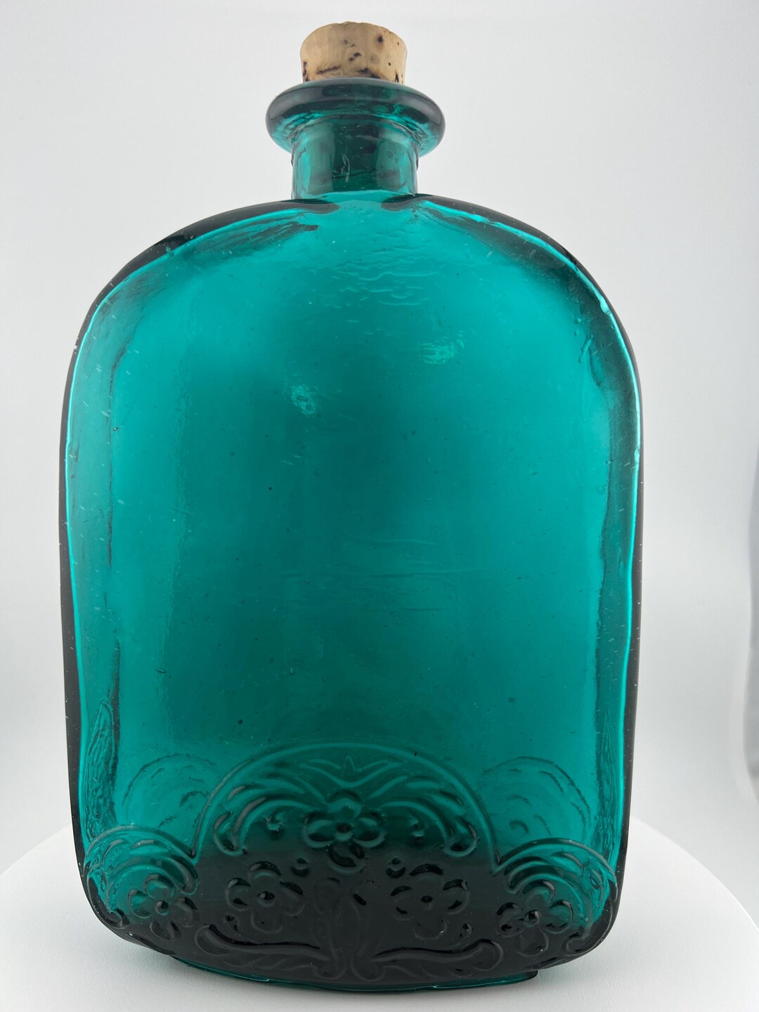 Vintage Vidrios De Levante Green Recycled Glass Bottle With Cork Spain ...