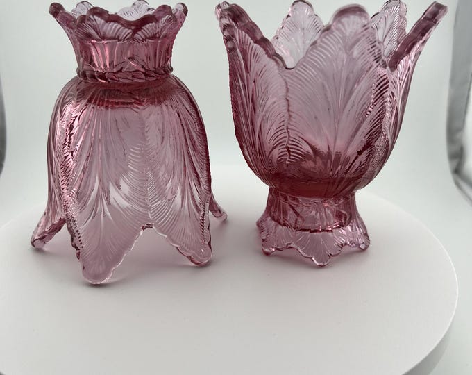 Pair of Fenton Dusty Pink Iridescent 2 Way Candlestick Holders - Etsy
