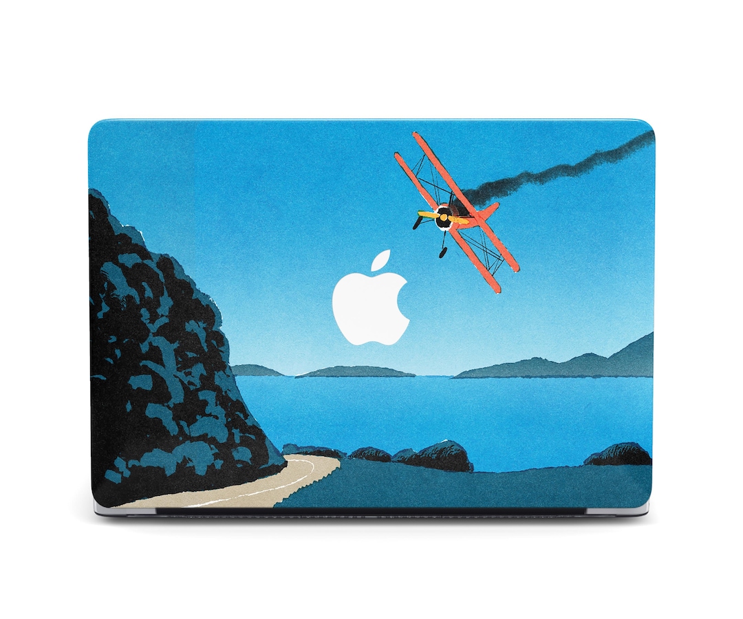 Vintage Biplane Ocean Coastal Road Flying Plane MacBook Case for ...