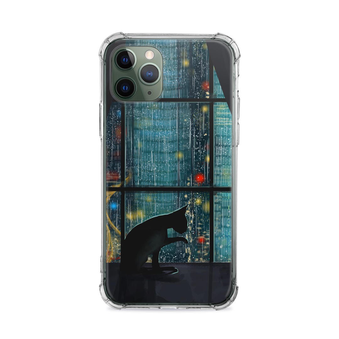 Night City Never Sleeps Cat Rainy Case for iPhone 16 15 14 13 12 11 Pro Max X SE Case Samsung ...