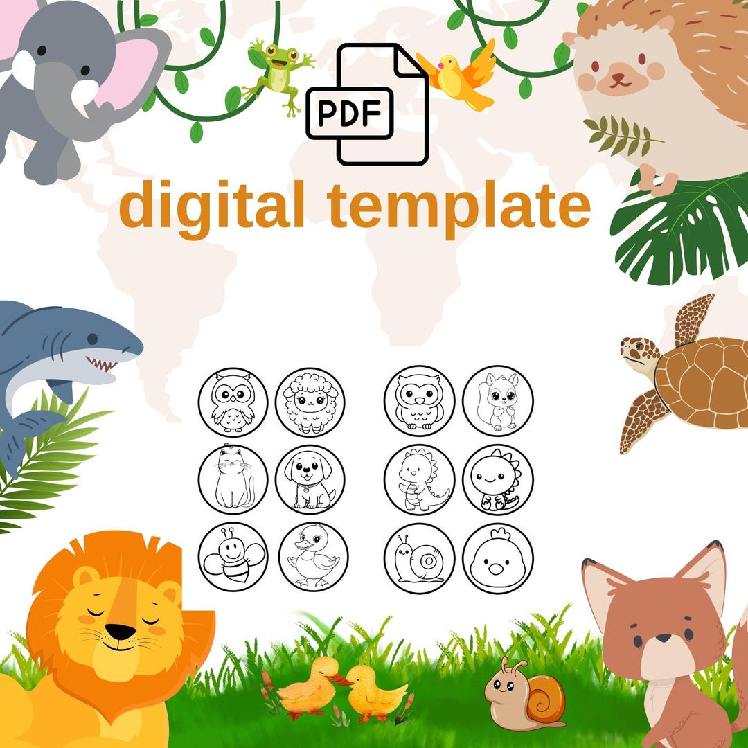 E Animals, Digital Templates, Pdf Download, Ready-to-embroider Animal ...