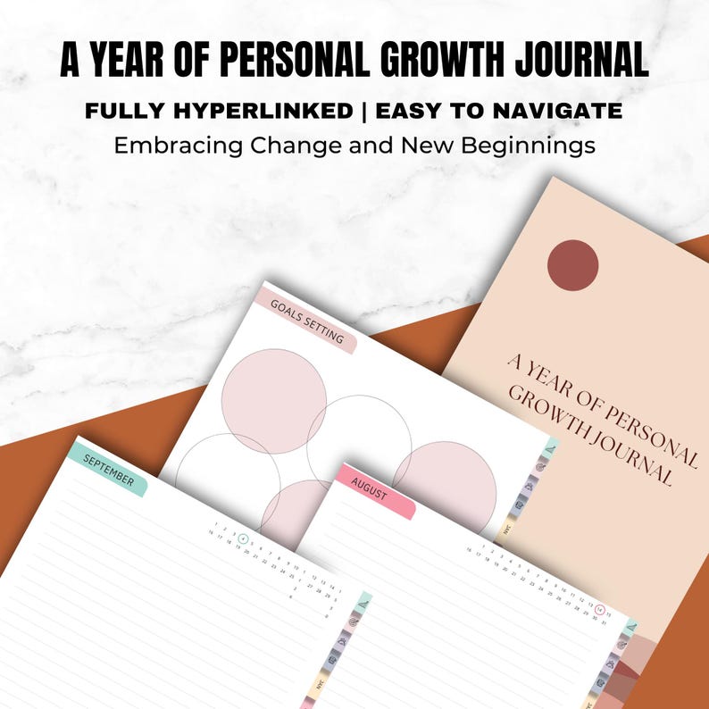 Undated Personal Growth Digital Journal | 365 366 Days of Goal Setting ...
