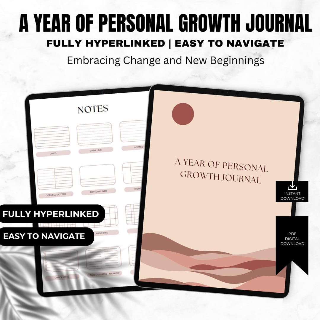 Undated Personal Growth Digital Journal | 365 366 Days of Goal Setting ...
