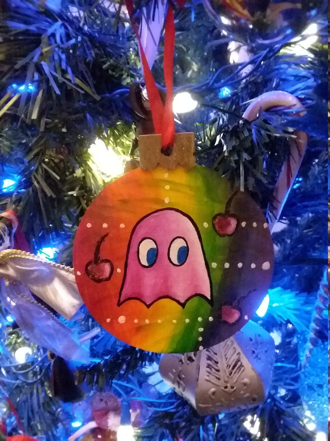 Original Retro Gamer Pacman Fan Art Ornament the Ghost Handpainted With ...