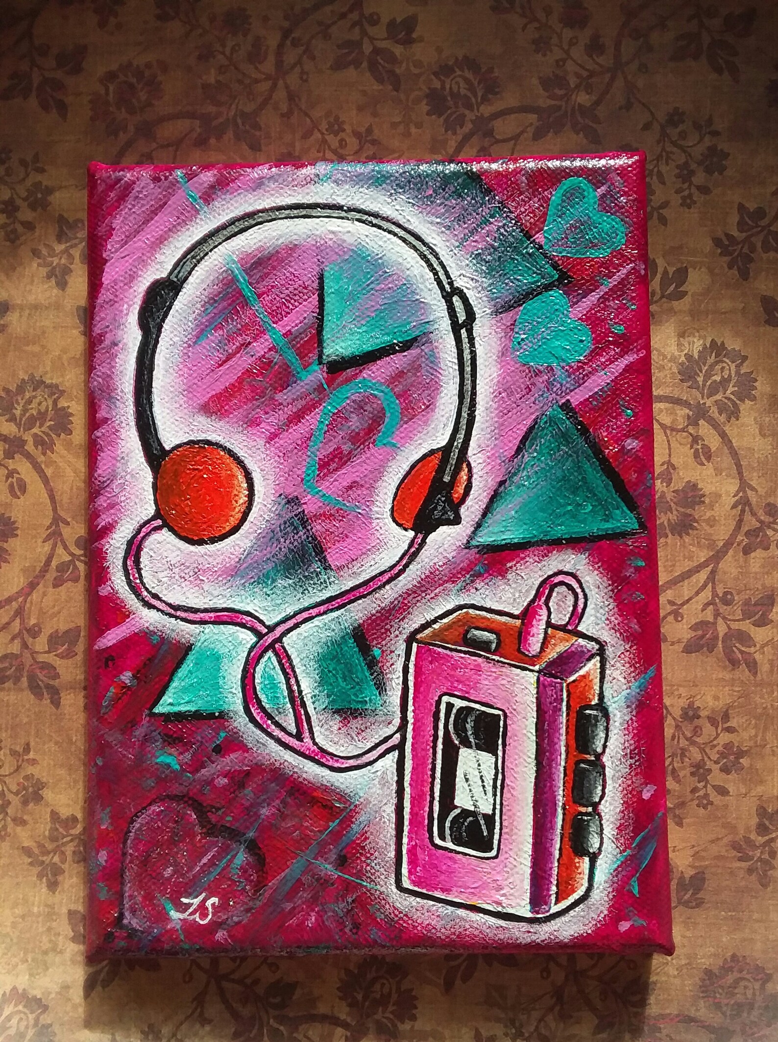 Original Retro 80s Style Painting "totally Awesome Tunes" Handpainted ...