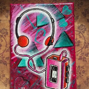 Original Retro 80s Style Painting "totally Awesome Tunes" Handpainted ...