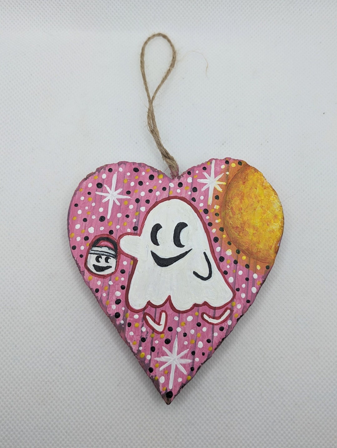 Original Halloween Ghost Painting "trick or Treat" #3 on A Wood Heart ...