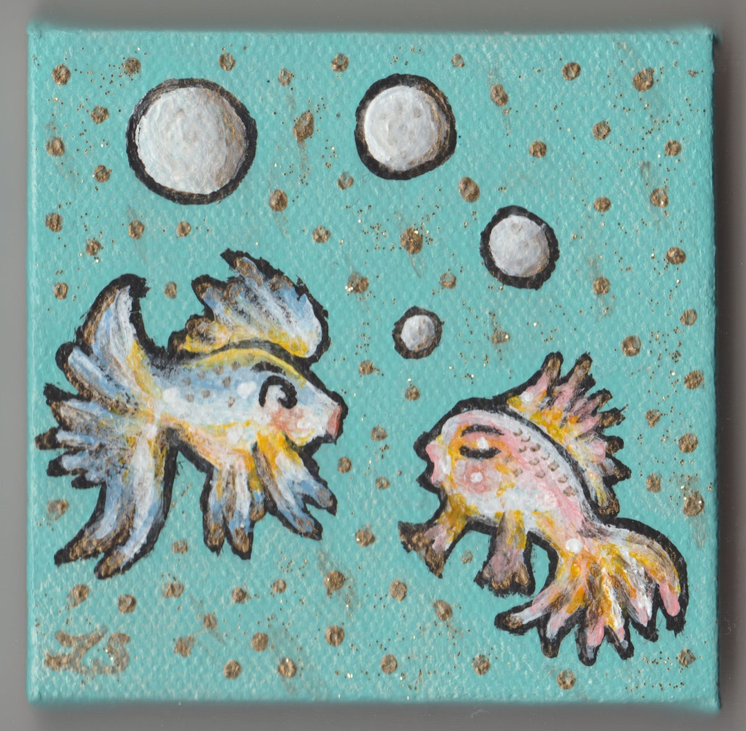Retro Fish Series Original Painting "two of a Kind" Vintage Retro Style ...