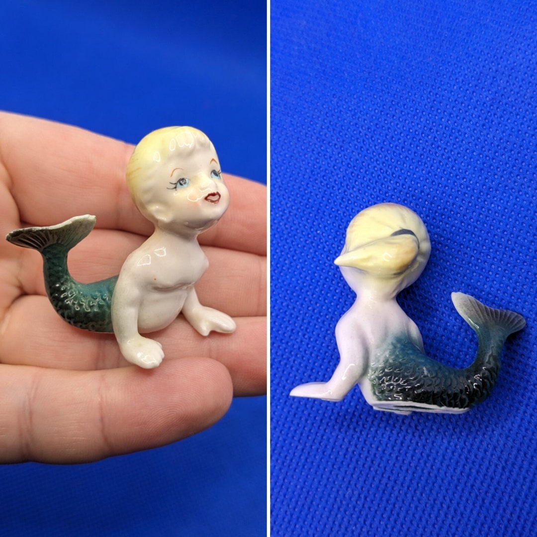 Vintage Porcelain Mermaid Miniature Figurine - Etsy
