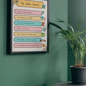 Kids Daily Chores & Responsibilities Poster - Etsy
