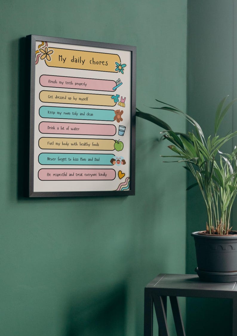 Kids Daily Chores & Responsibilities Poster - Etsy