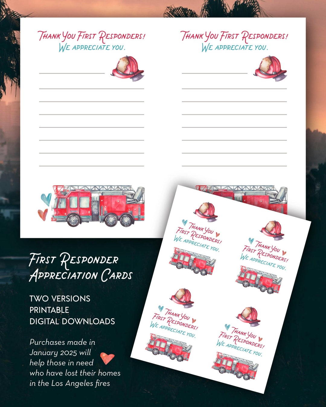 Firefighter / First Responder Printable Thank You and Appreciation ...
